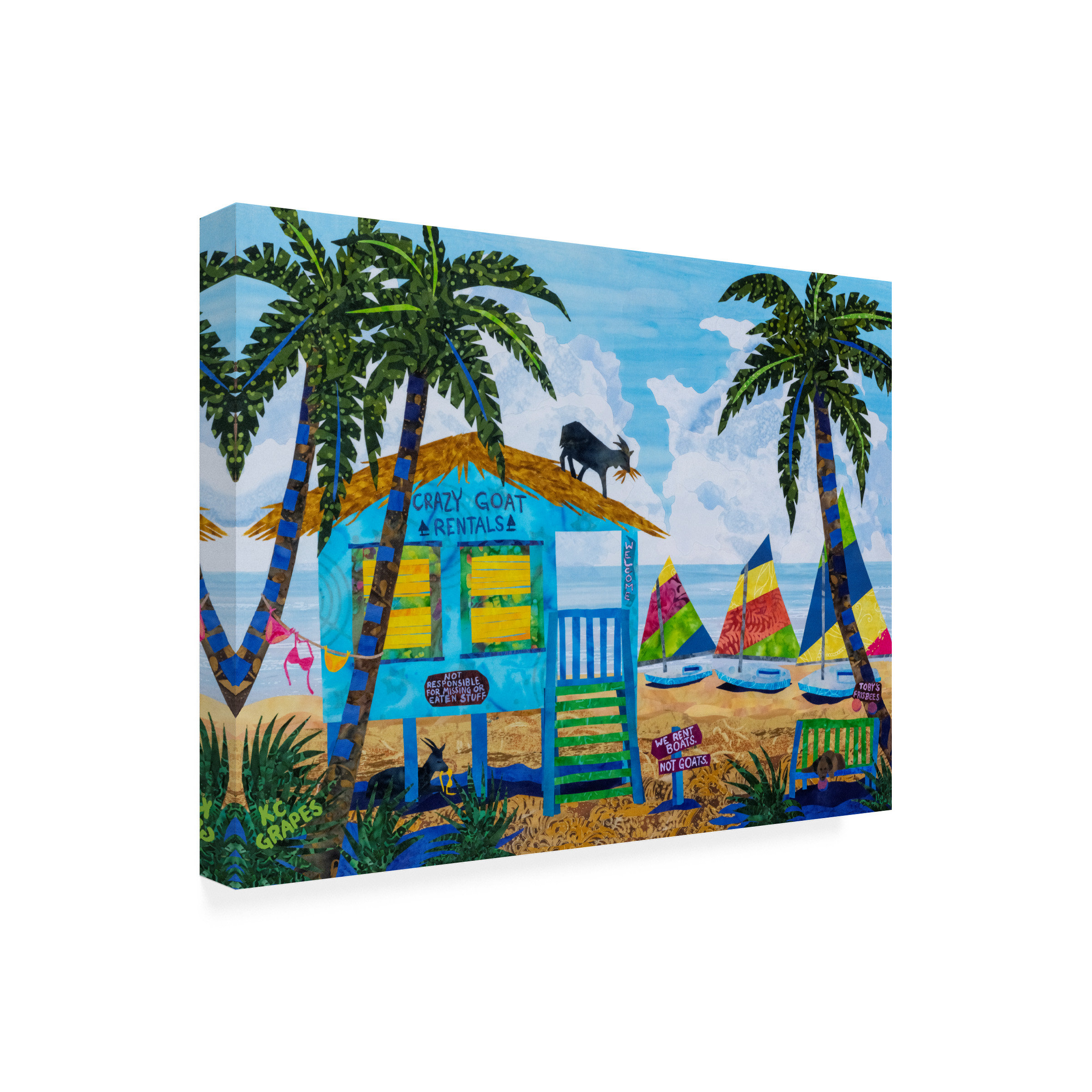 Highland Dunes Crazy Goat Rentals On Canvas by K.C. Grapes Canvas Art ...