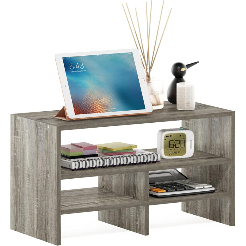 Gracie Oaks Kimberlyn Desk Top Organizing Shelf Bookcase, French Oak ...