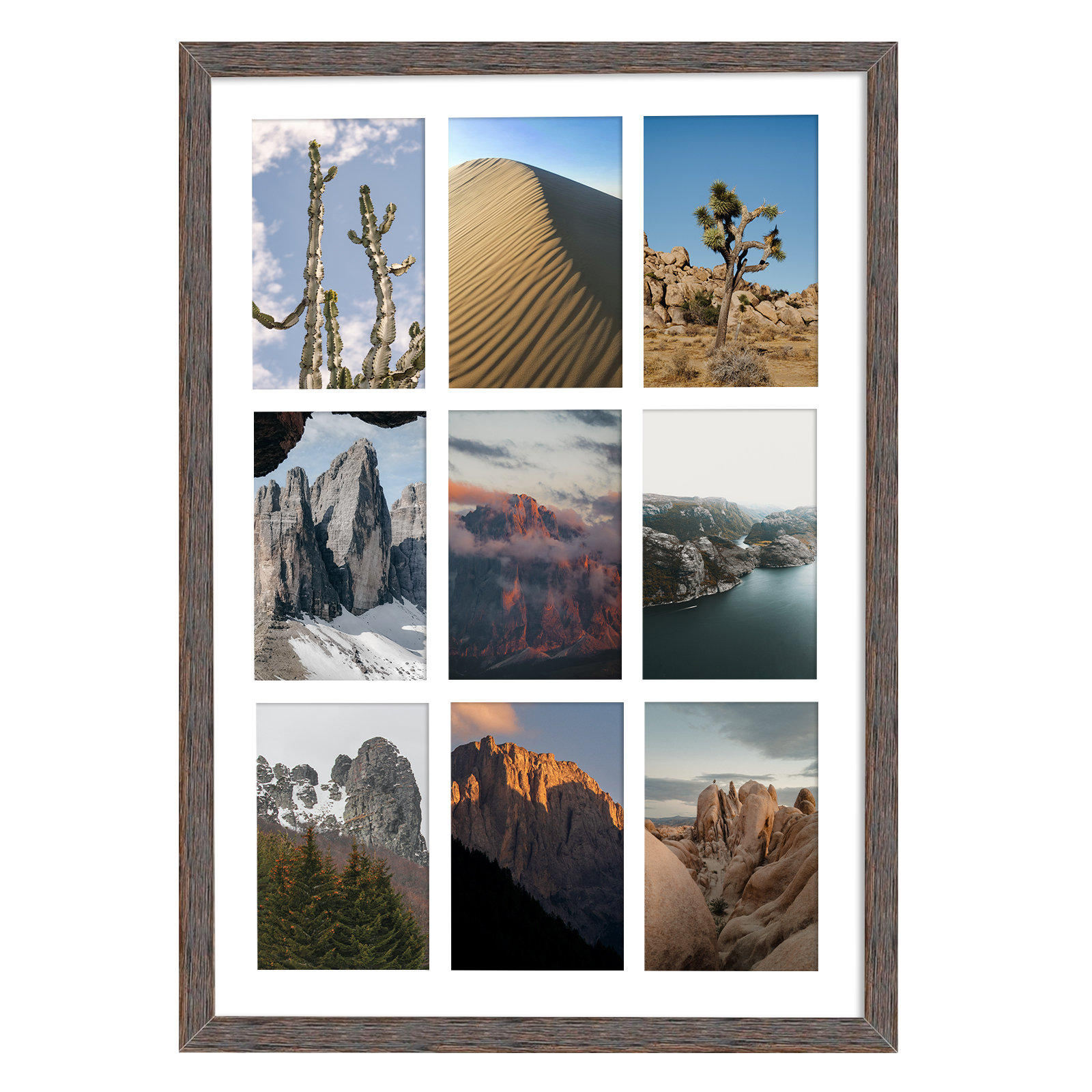 Millwood Pines Celene Brown 14x20 Wood Collage Picture Frame | Wayfair