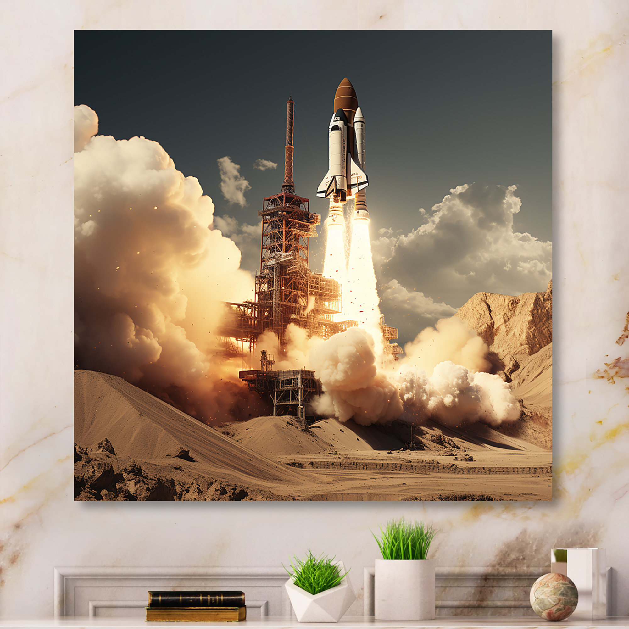 Red Barrel Studio® " Vintage Expressionist Rocketship Burst " on Metal ...