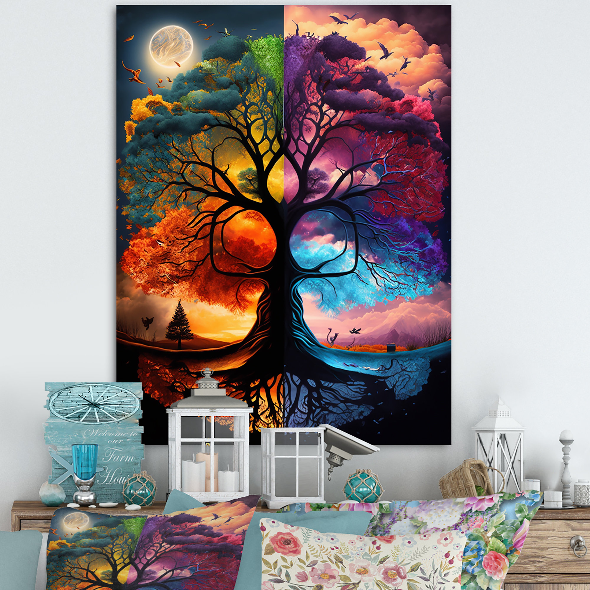 Winston Porter Tree Of Life Day And Night II - Forest Canvas Print ...