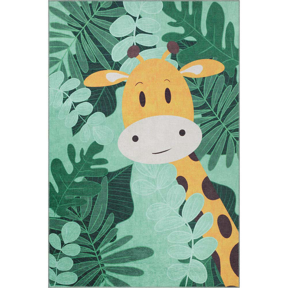 Indigo Safari Woven Base Decorative Giraffe Themed Kids' Rug in Green ...