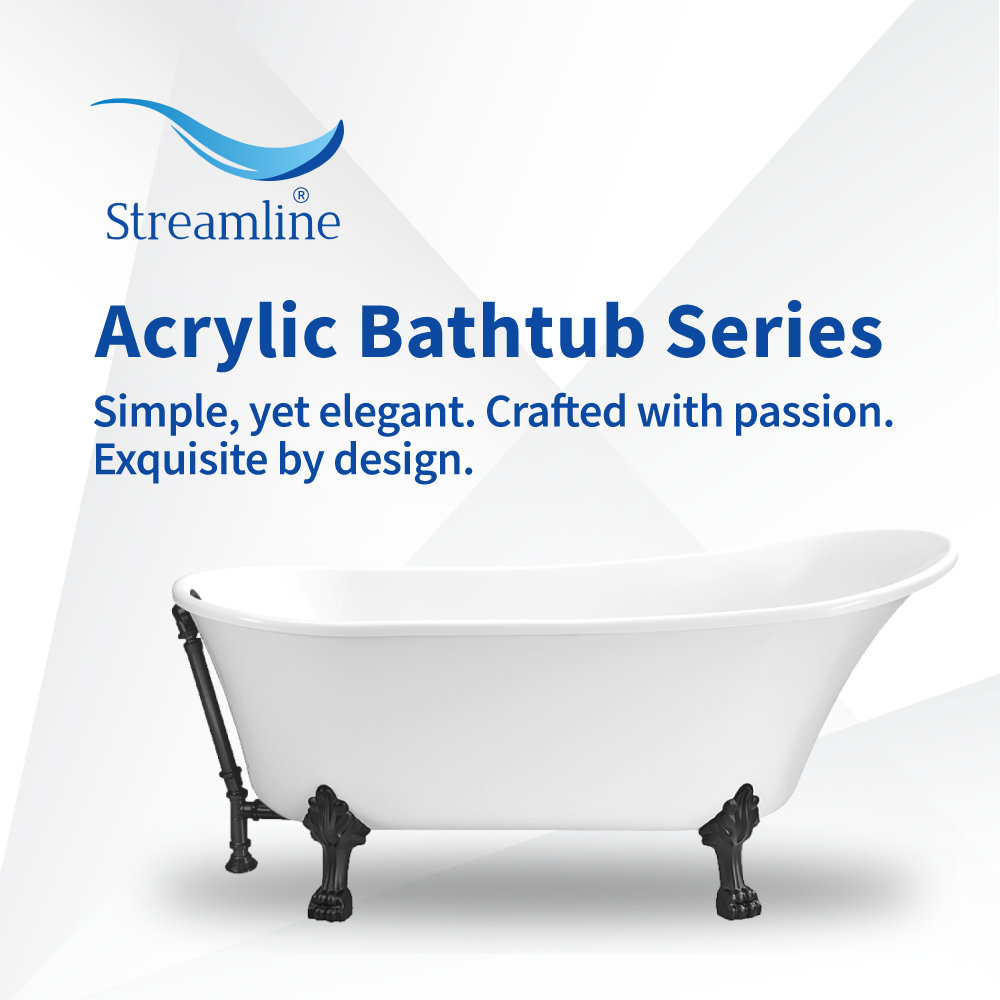 StreamlineBath 61'' x 27.6'' Free-standing Soaking Acrylic Bathtub ...