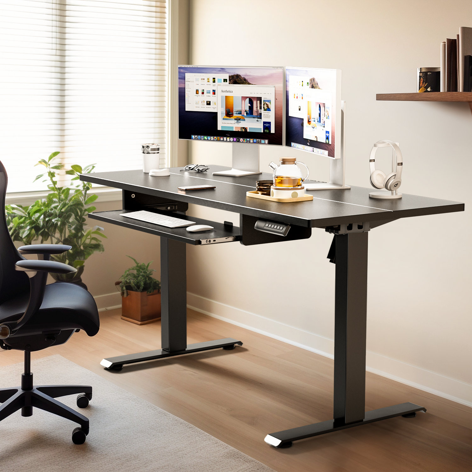 Inbox Zero Lilja Electric Standing Desk Height Adjustable，Memory ...