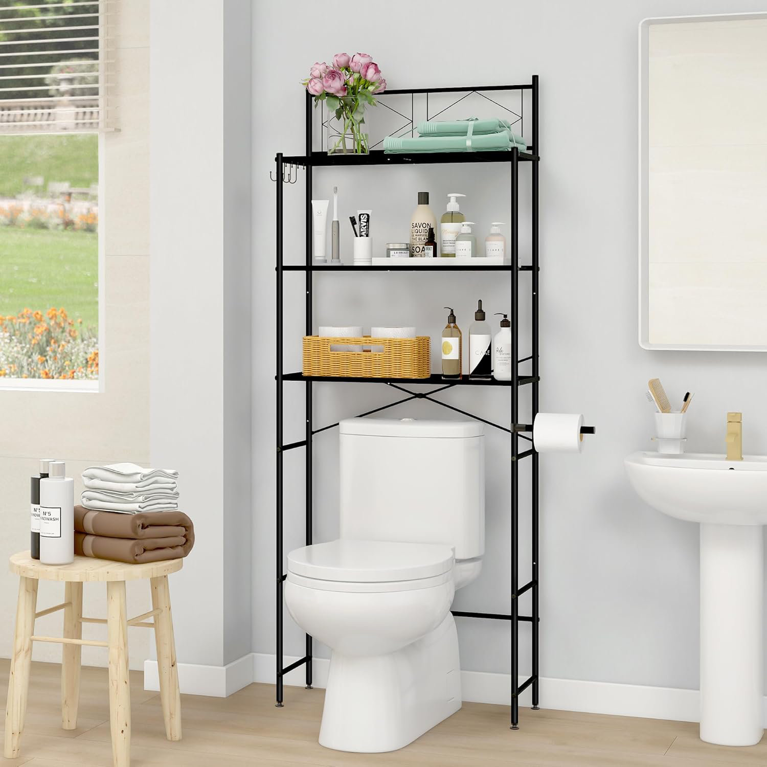 Rebrilliant Over The Toilet Storage Rack,Metal 3-Tier Over Toilet ...