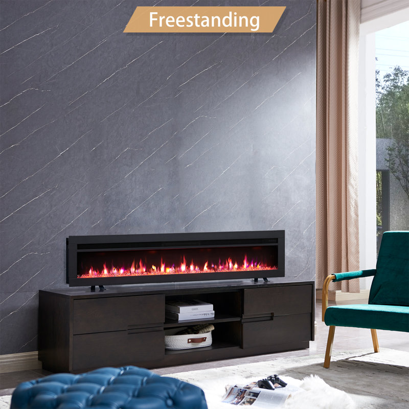 Wrought Studio Fawzieh 60.'' W Electric Fireplace Insert with ...