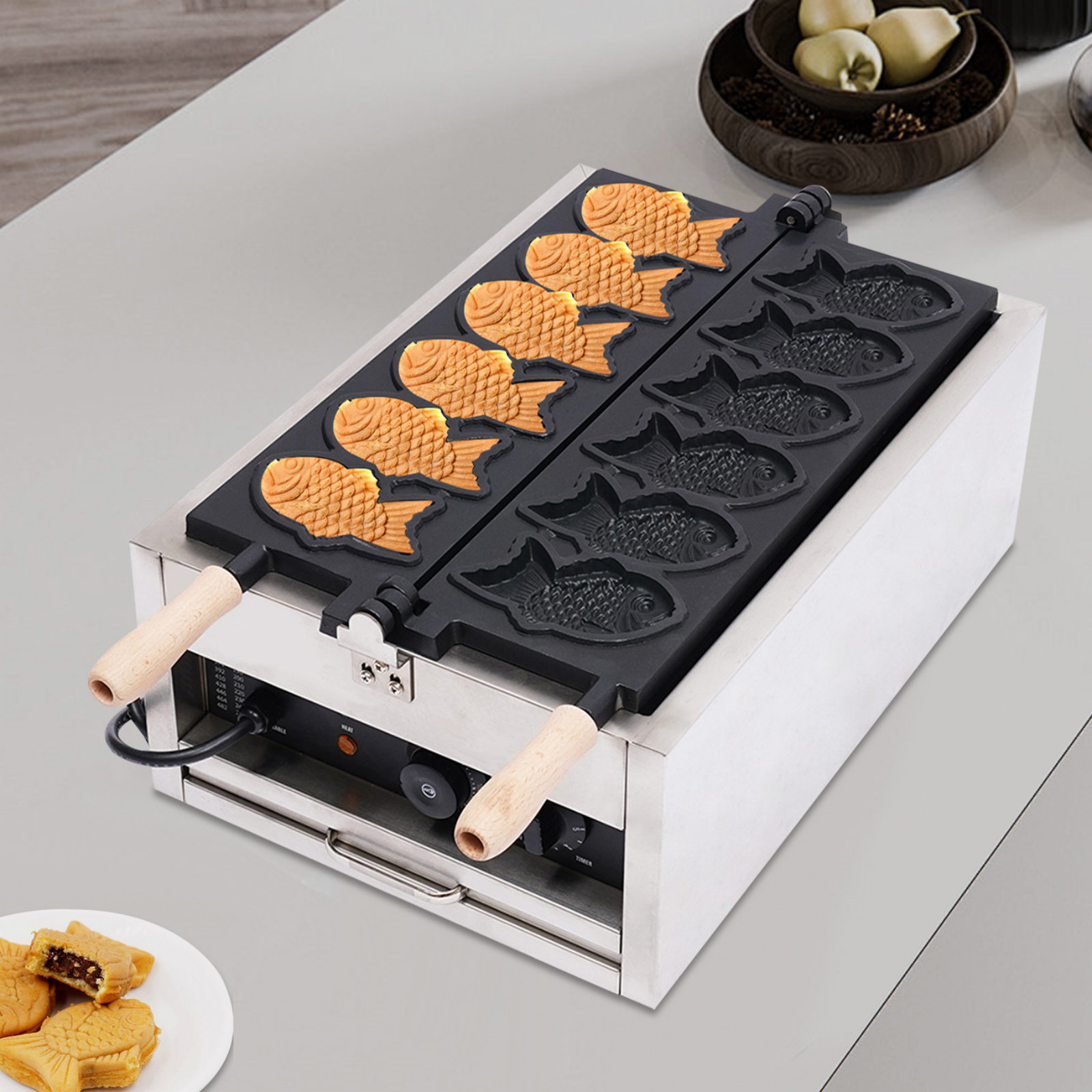 YXSUN Fish Shaped Waffle Maker Commercial Nonstick Electric Taiyaki ...