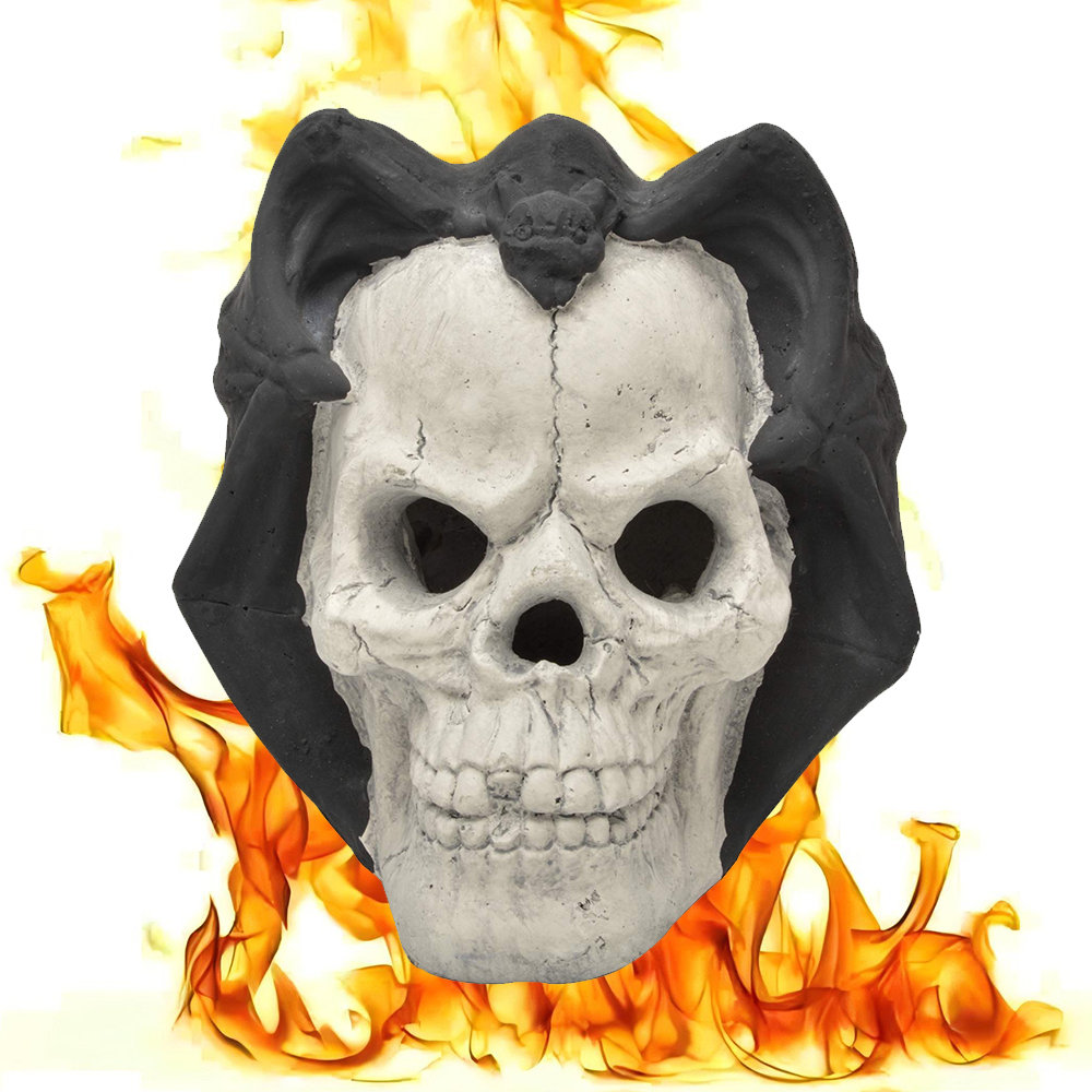 iYofe Fire Pits Imitated Human Skull With Black Bat Decoration For ...