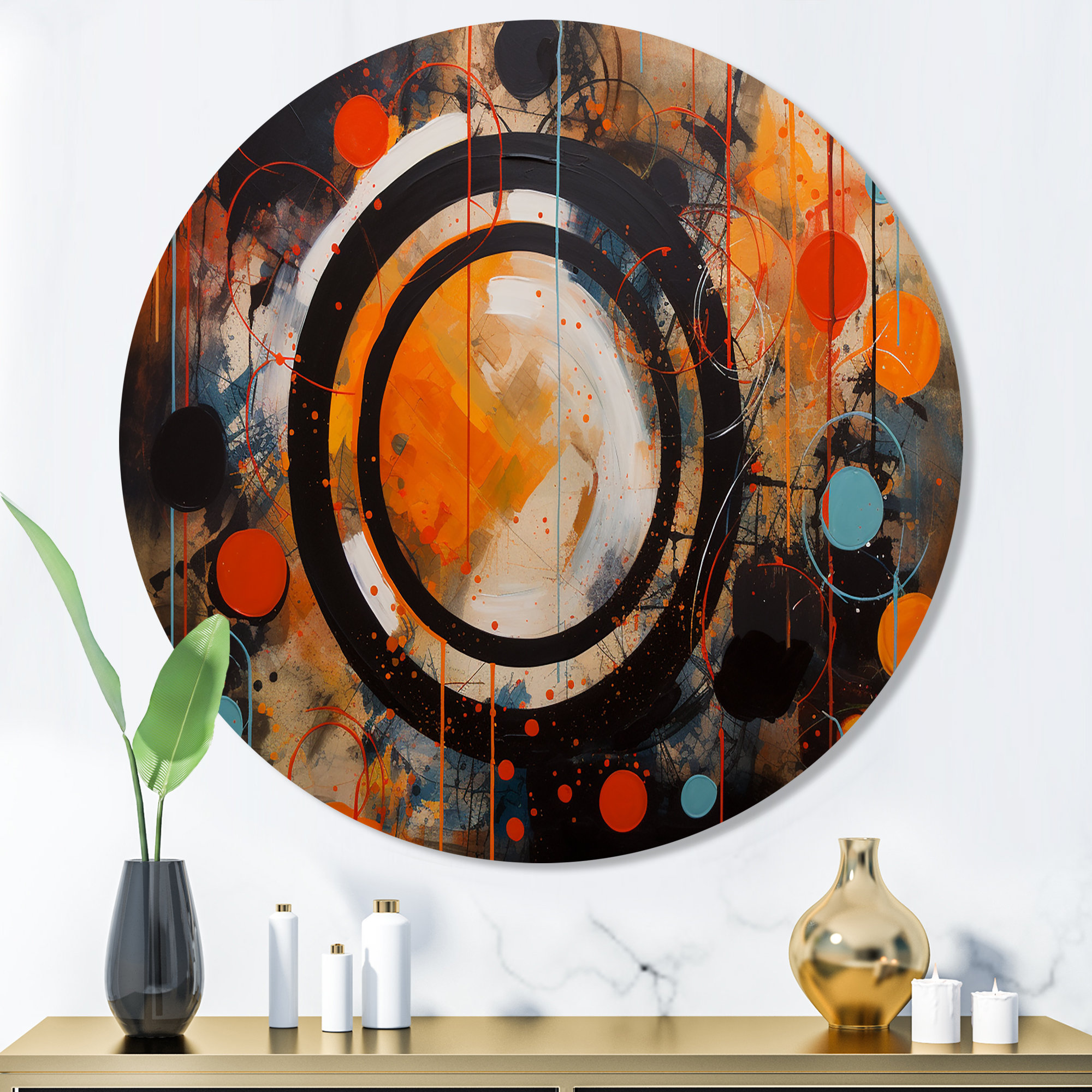Ivy Bronx Johntae Fascinating Abstract Shapes II - Abstract Round Metal ...