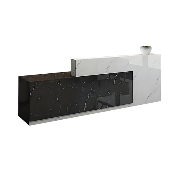 Orren Ellis Ergonomic Rectangular Reception Desk With Elevated Left ...