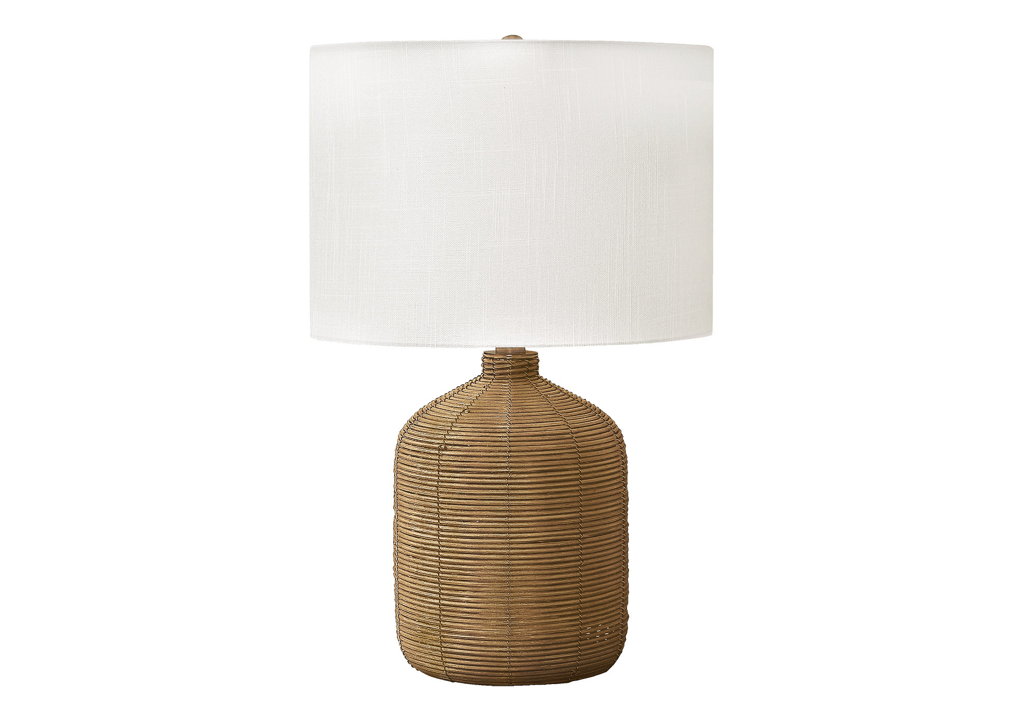 Bayou Breeze Lighting, 23"H, Table Lamp, Brown Rattan, Beige Shade ...