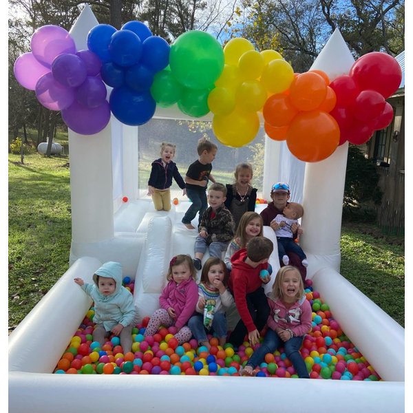Connsann 13' X 8' White Bounce House With Slide & Ball Pit & Air Blower ...