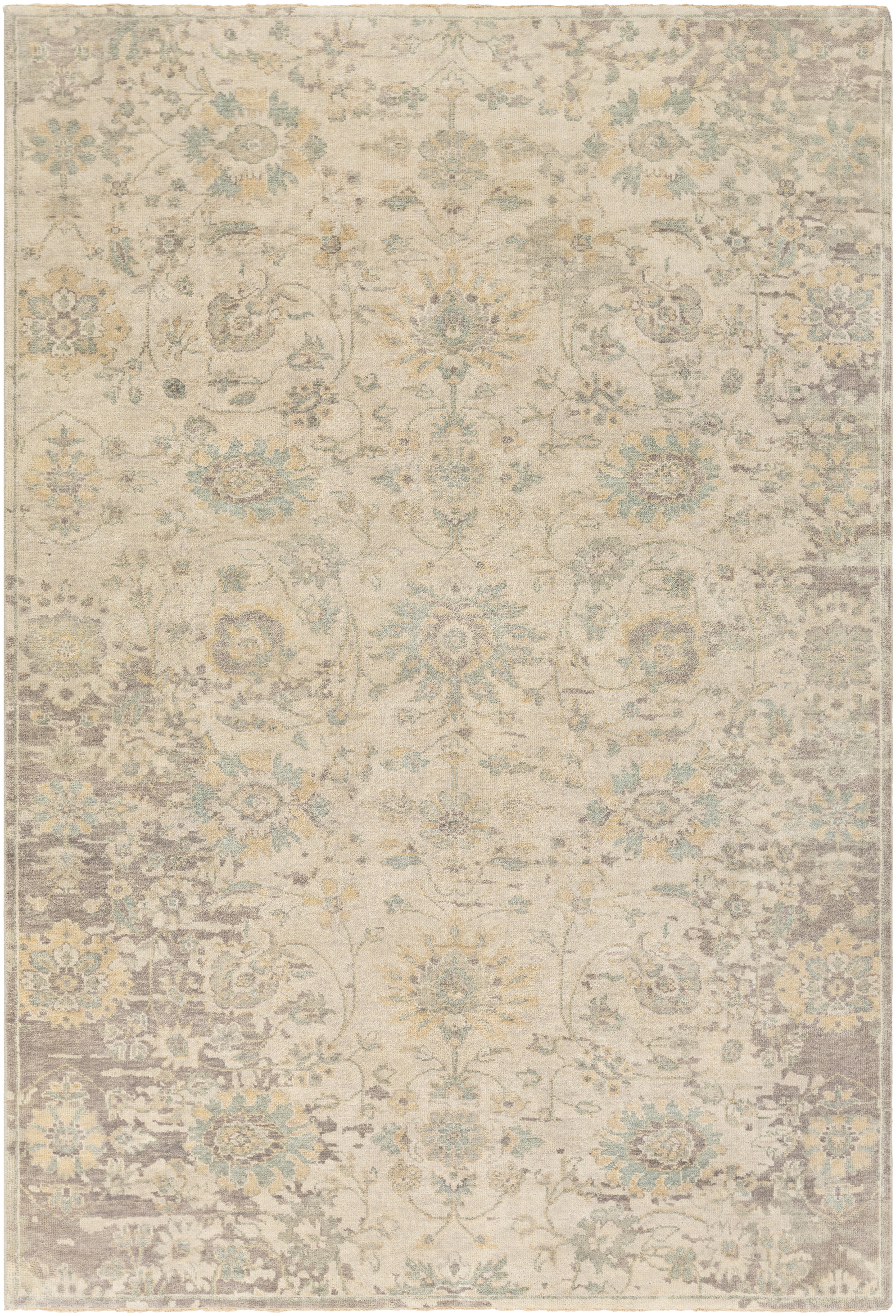 Langley Street Hardman Floral Hand-Knotted Wool Wheat/Light Sage/Teal ...