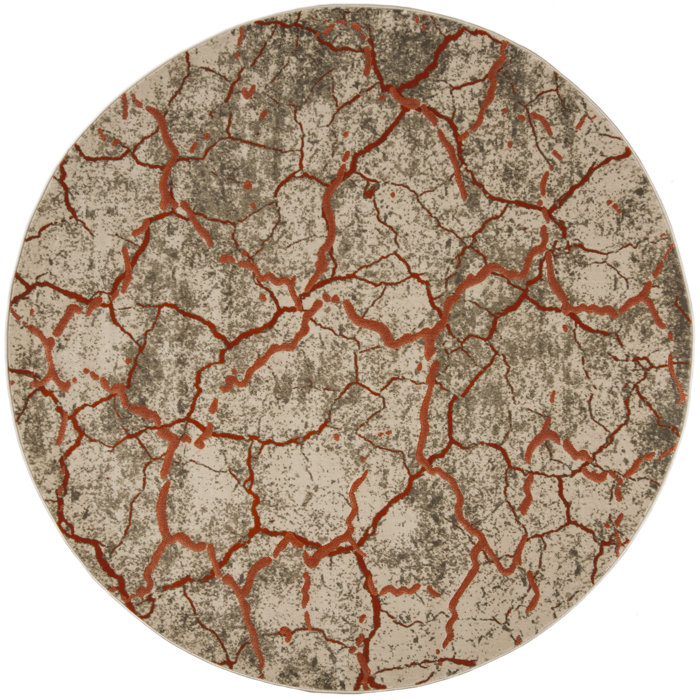Wrought Studio Sorrentino Gray/Orange Area Rug | Wayfair