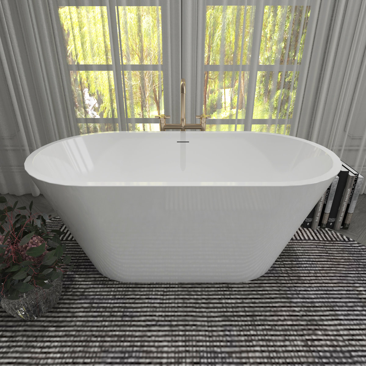 SOTUBX Free Standing 51" x 28" Deep Soaking Bathtub Acrylic A24 Soaking ...
