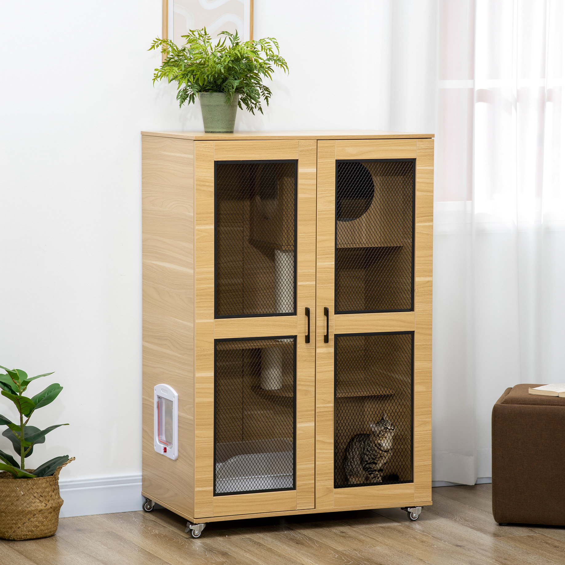 17 Stories Rolling Cat Sleeping Box House - Indoor Cage With Scratching ...