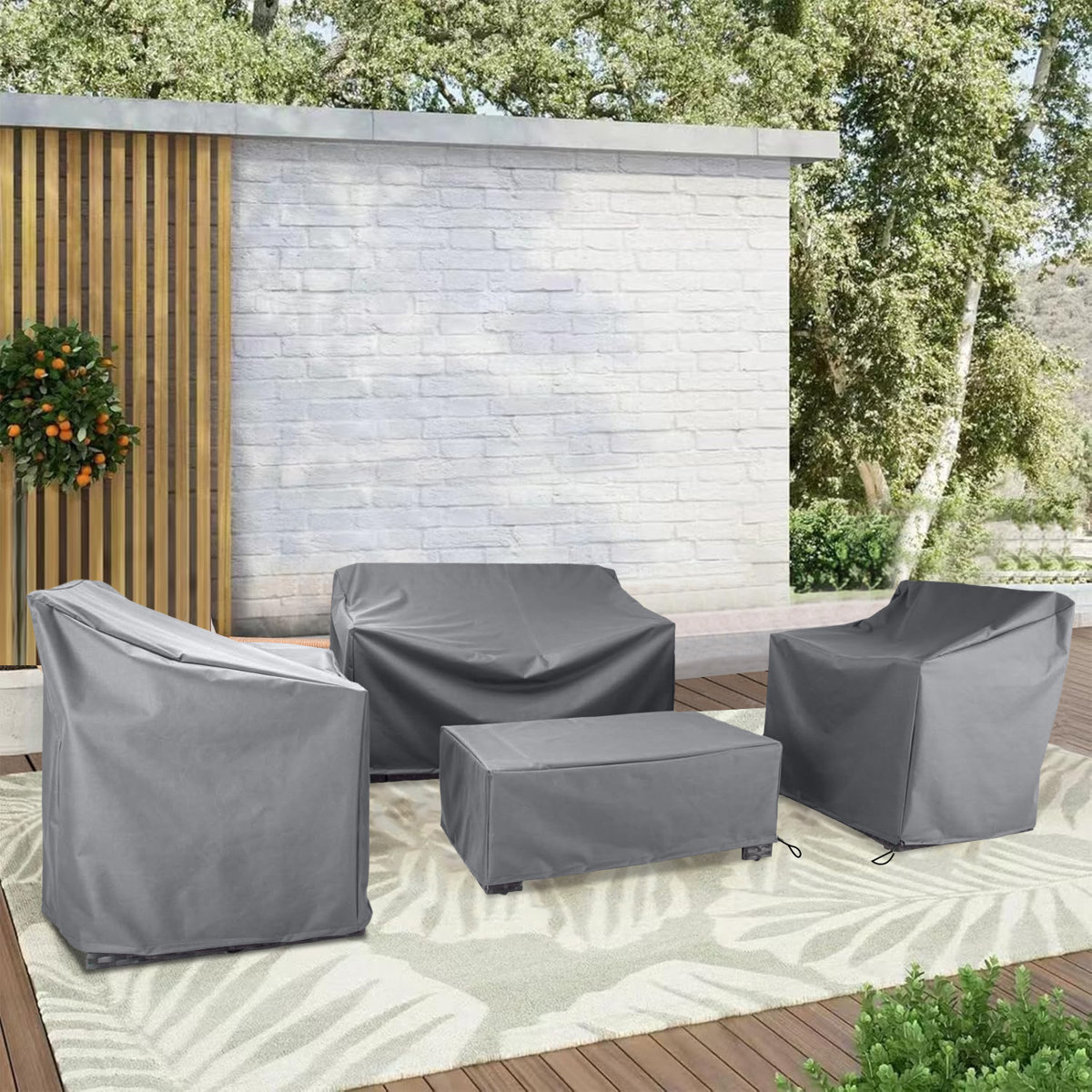 Latitude Run® Patio Furniture Cover for 4 Piece Outdoor Furniture Set ...
