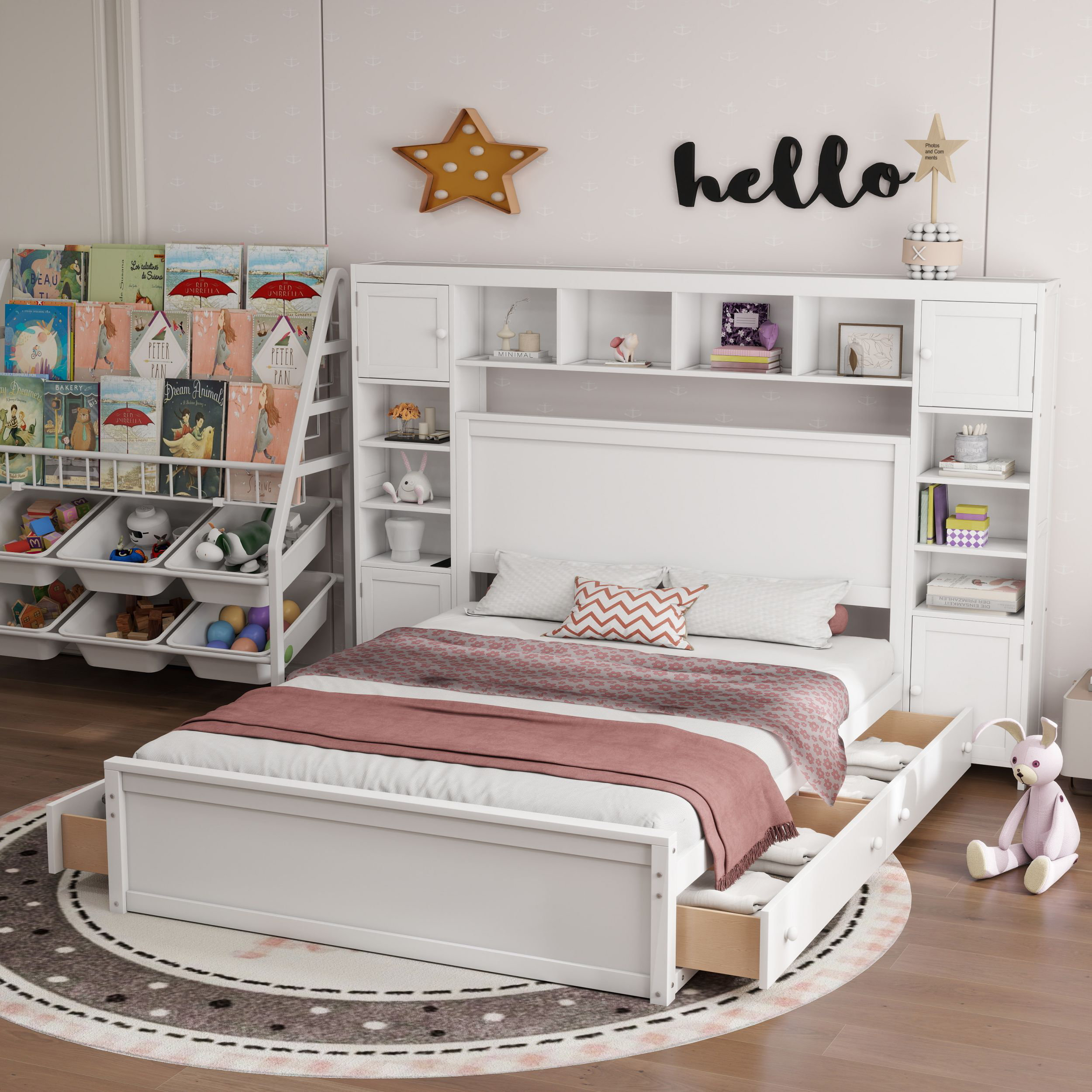 Rosdorf Park Hubsher 4 Drawers Bookcase Platform Bed & Reviews | Wayfair