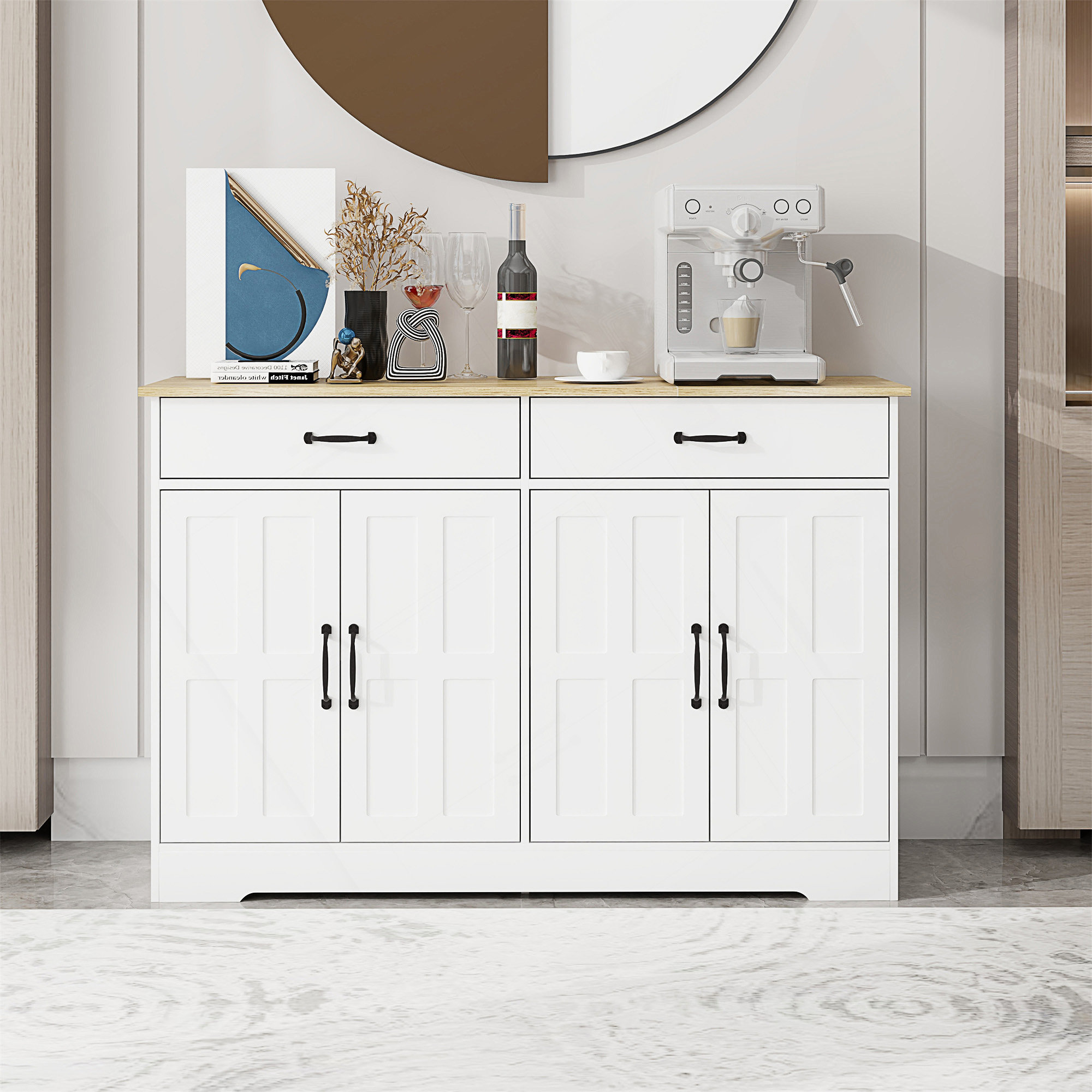 Ophelia & Co. Farmhouse Style Buffet Cabinet With Spacious Storage ...