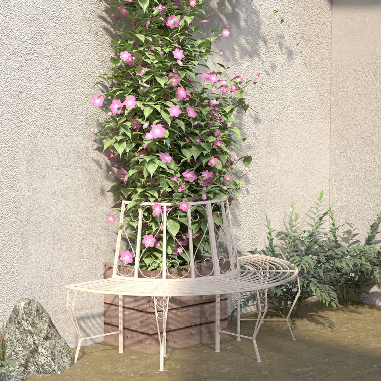 Red Barrel Studio Garden Half Round Tree Bench Antique 4-Seat Semi ...