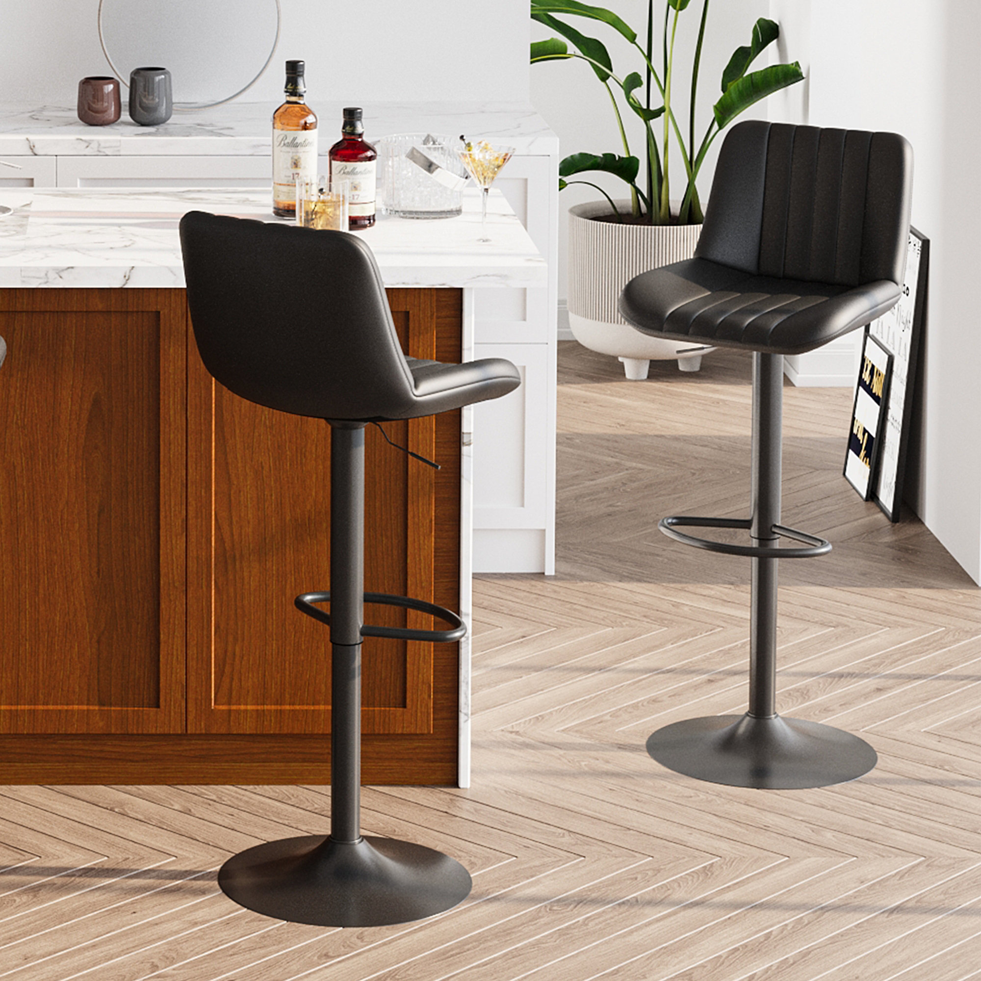 walsunny Swivel Bar Stools Set, Barstools Counter Height With Shell ...