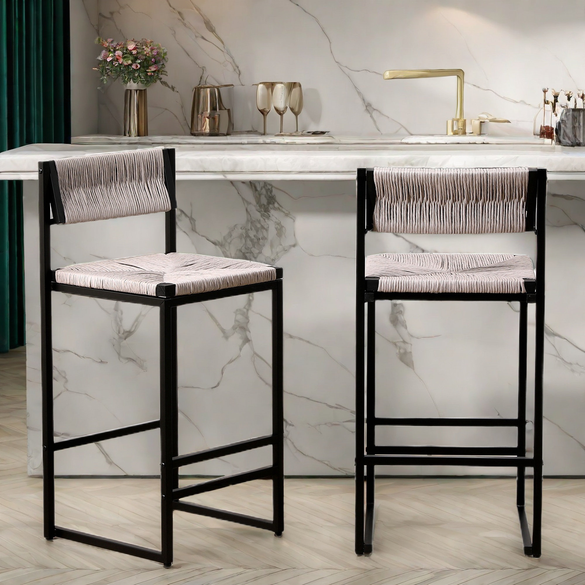 Bay Isle Home™ Botan Bar Stools Paper Rope Weave Dining Chairs and ...
