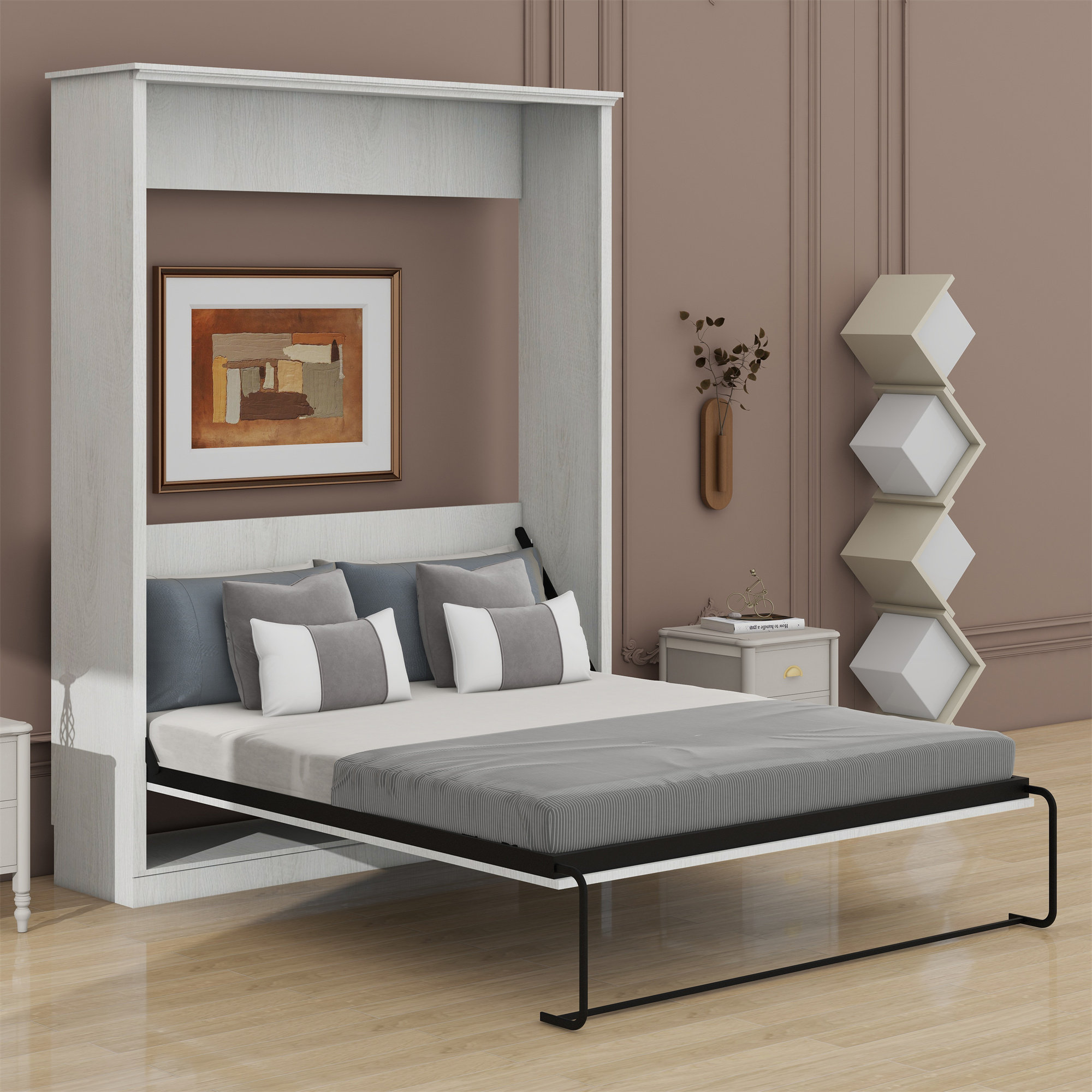 Red Barrel Studio® Half Self-Close And Open Murphy Bed Cabinet | Wayfair