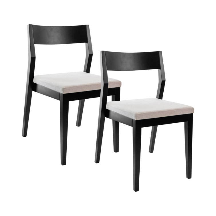 Latitude Run® Dining Chair Frame (2 Pack), Pecan with Cream Cushion ...