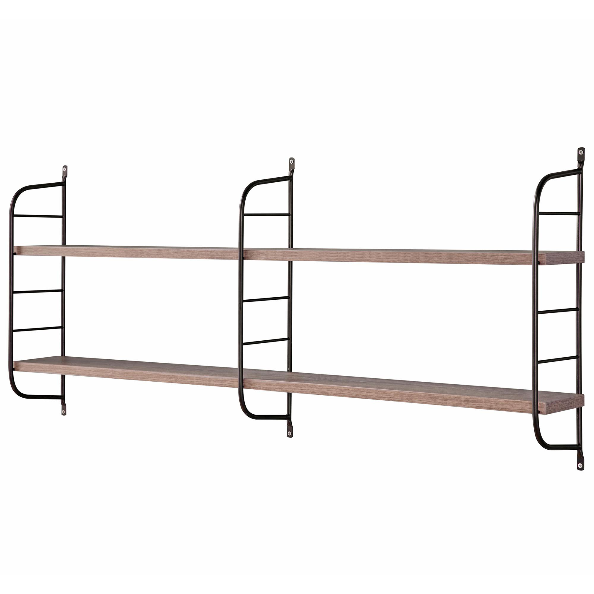 Latitude Run® Taupe & Black Double-Tier Wall Mounted Shelf with 2 ...
