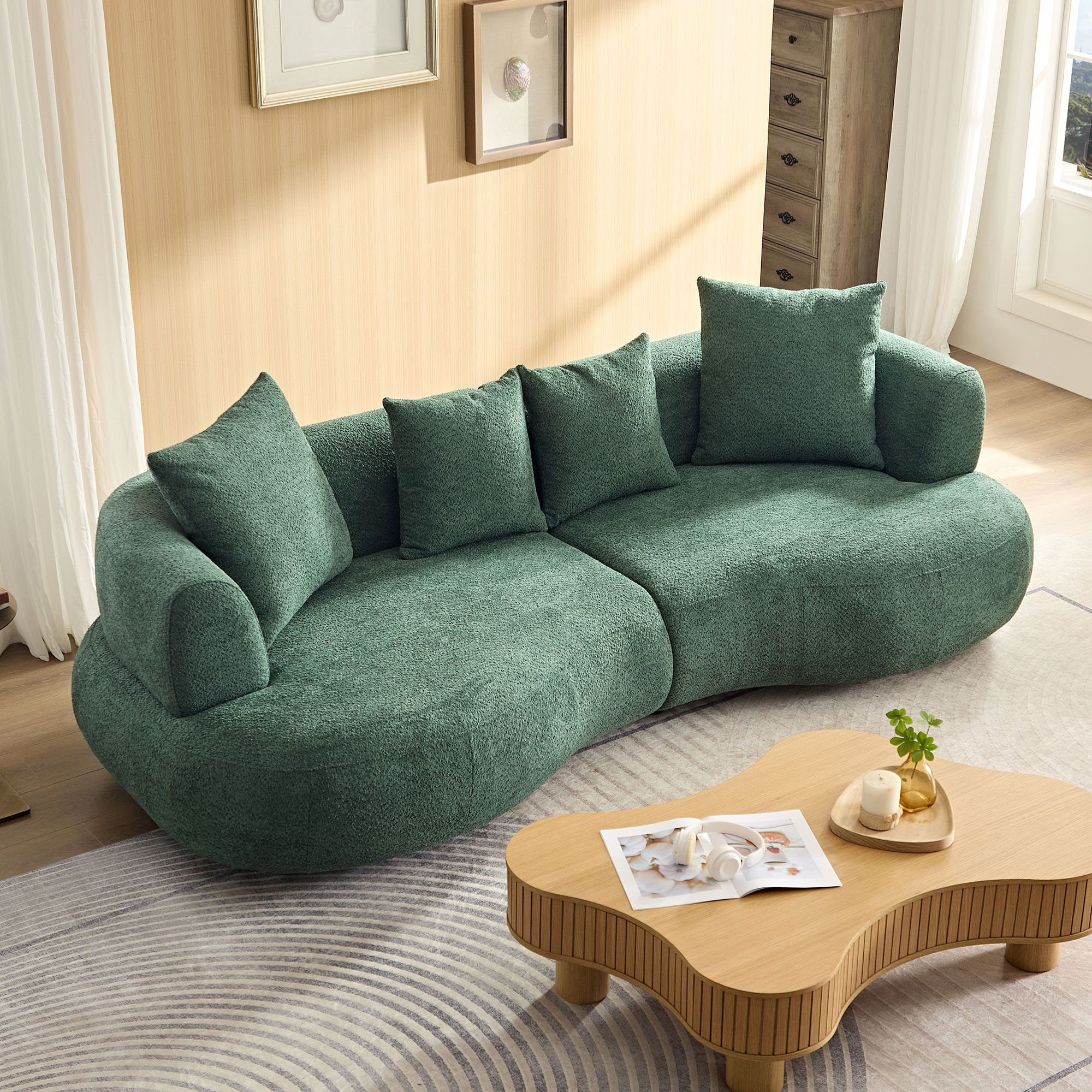 Everly Quinn Curved Sofa Couch | Wayfair