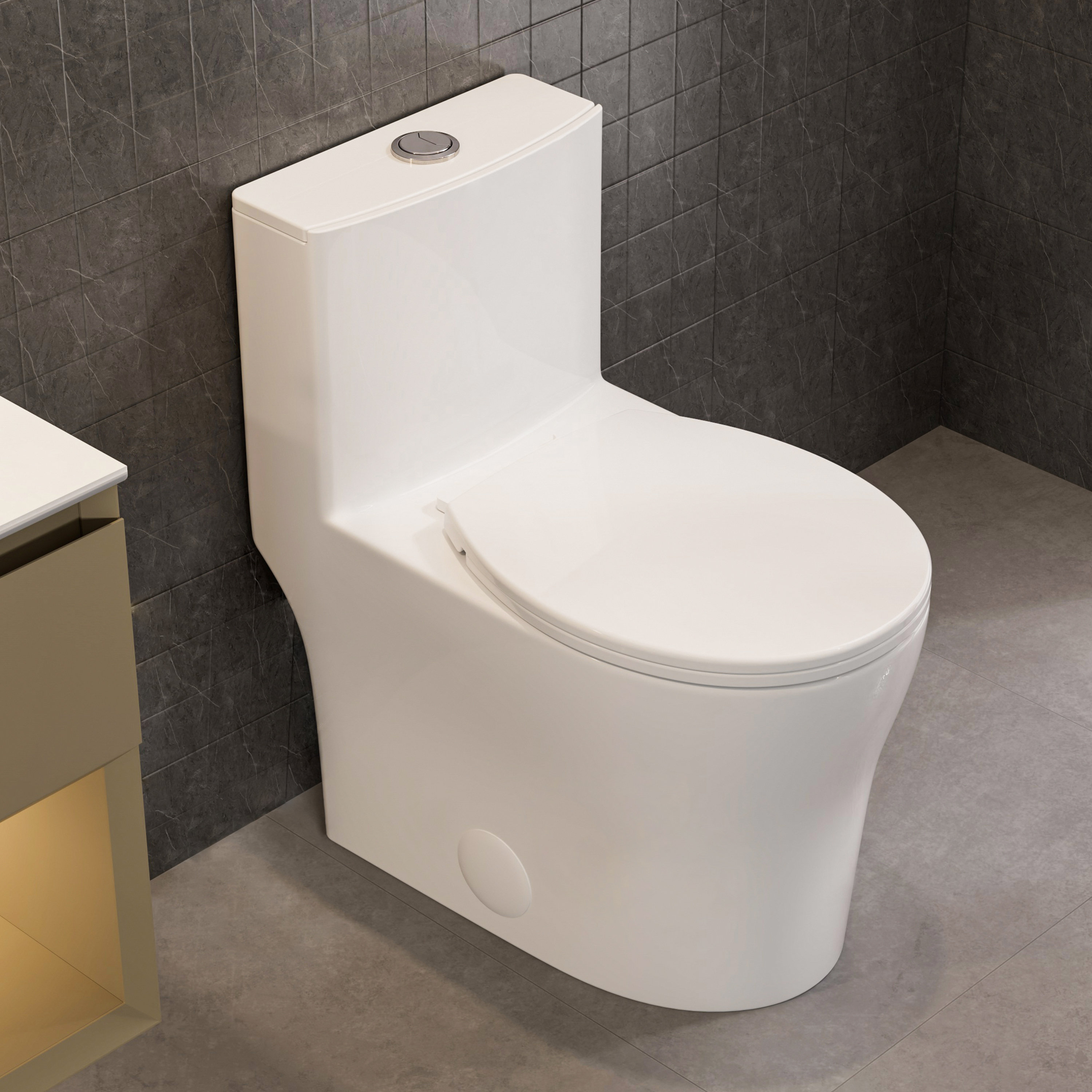 Casta Diva Modern Compact Toilet, Dual-Flush Round One-Piece Toilet ...