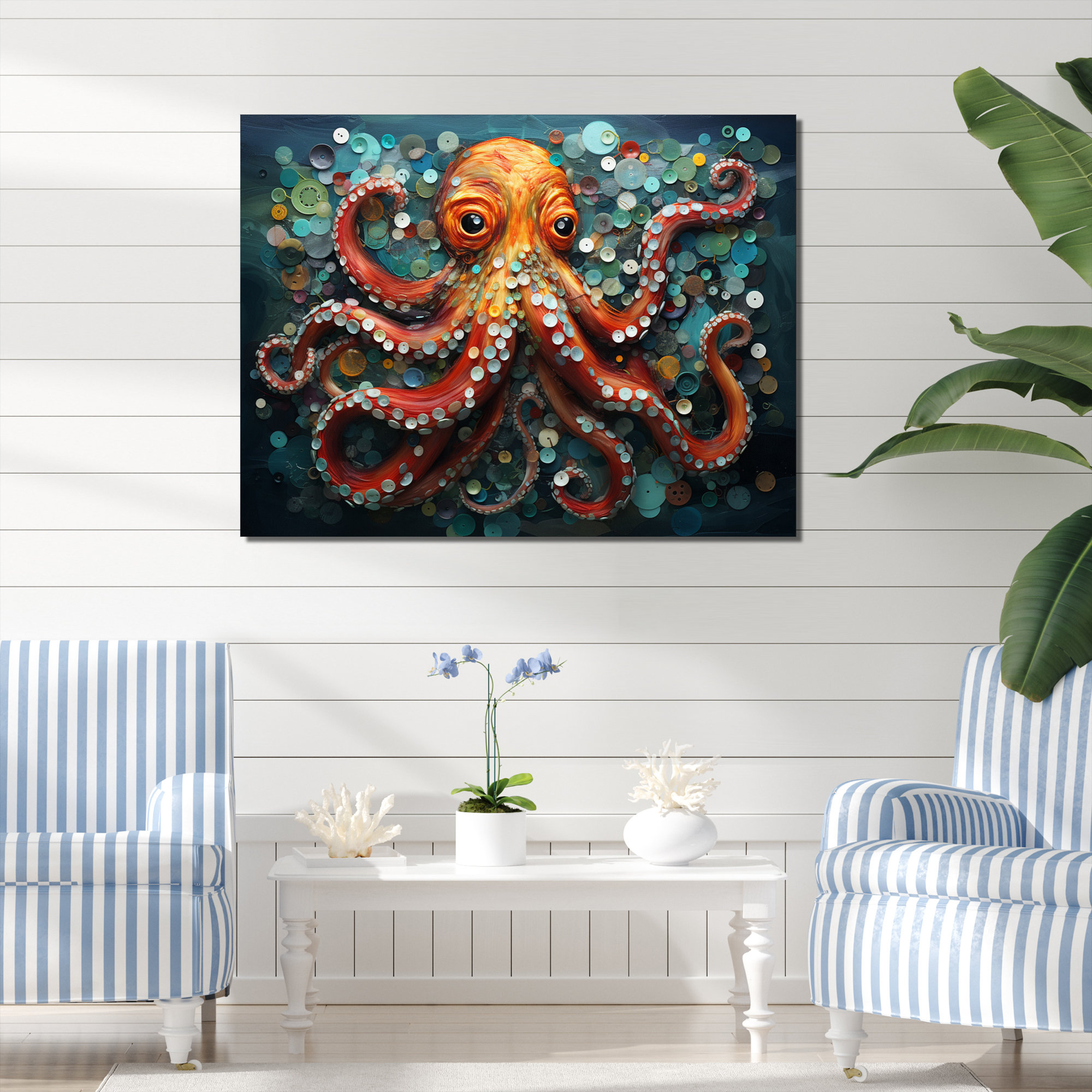 Dovecove Portrait Of Orange Mystical Octopus Painting - Animals Octopus ...