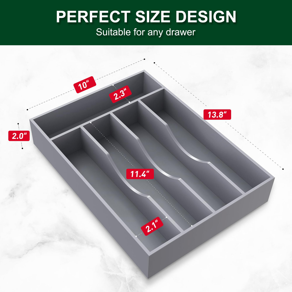 Prep & Savour Bellsal White Utensil Organizer 10 Inch Silverware Tray ...