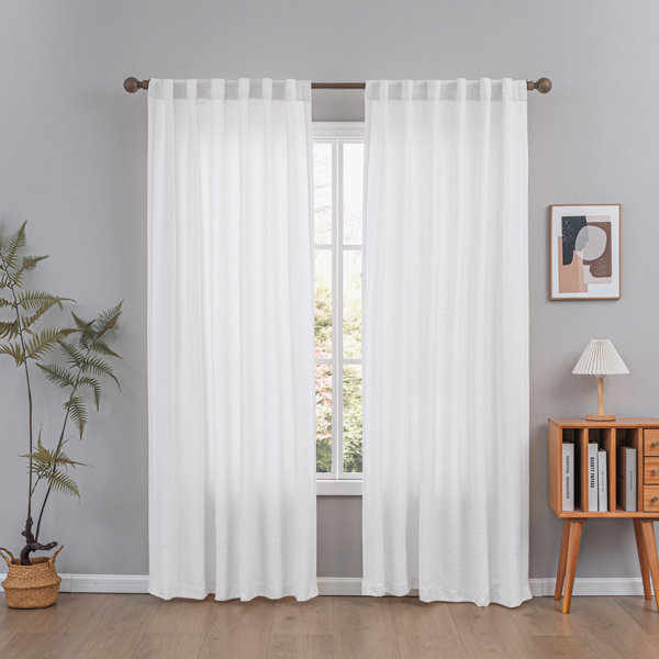 Eider & Ivory™ Wulfram Cotton Blend Textured Semi-Sheer Back Tab/Rod ...