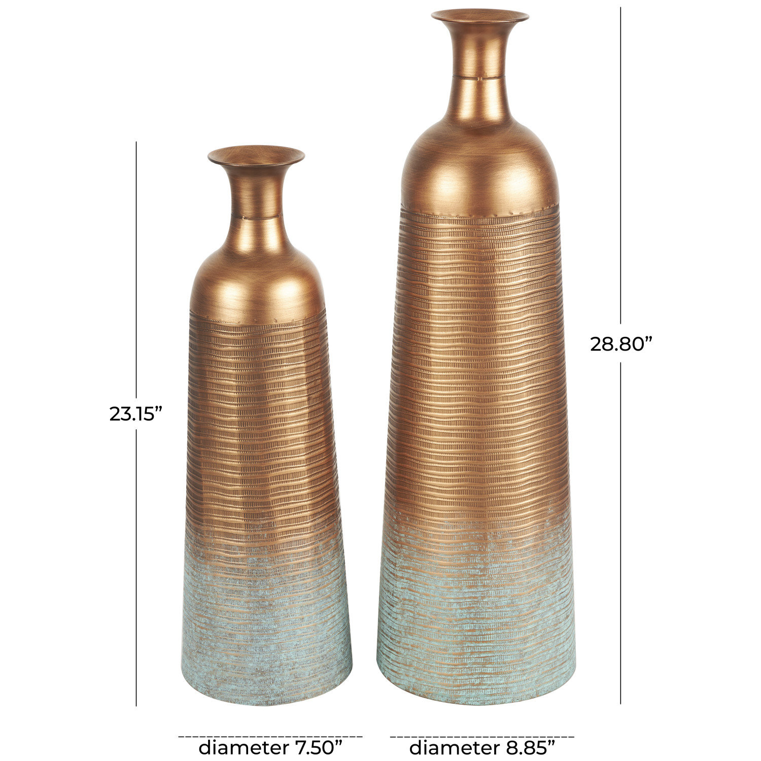 Mercer41 2 Piece Otavia Copper Metal Floor Vase Set & Reviews | Wayfair