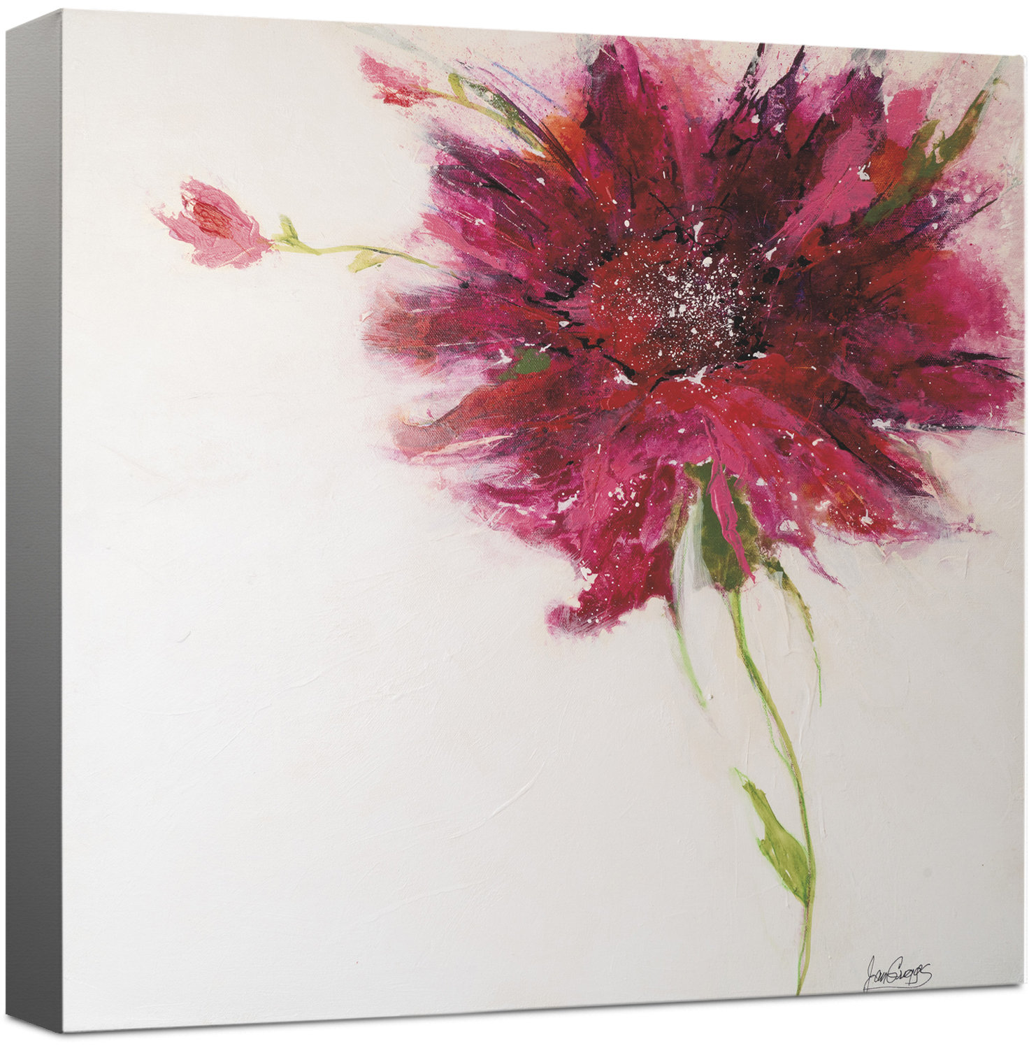 Latitude Run® 'Pink Daisy' Print on Wrapped Canvas in Pink/White ...
