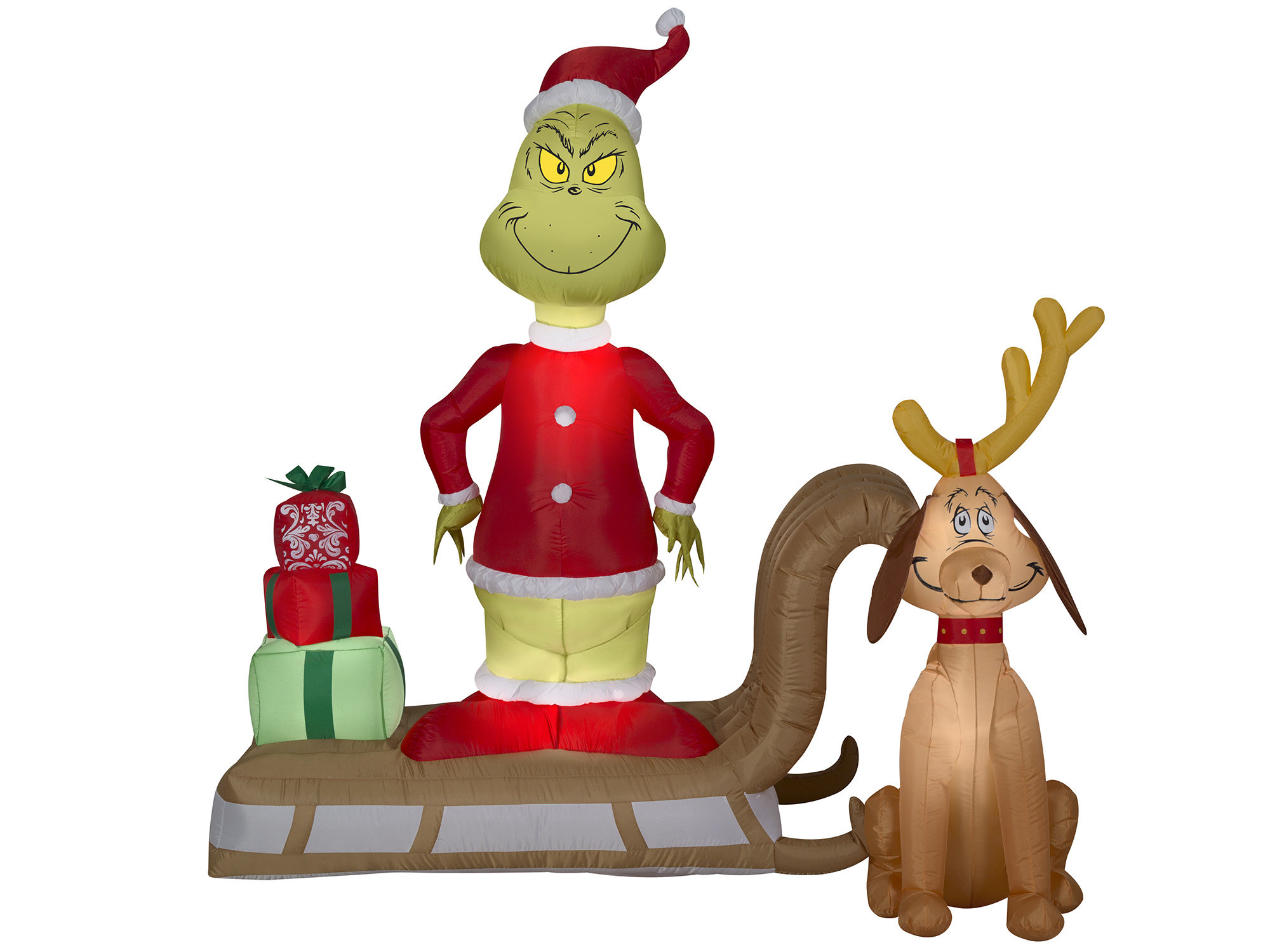 Gemmy Industries 6 Foot Dr. Seuss The Grinch Sleigh Scene Light Up ...
