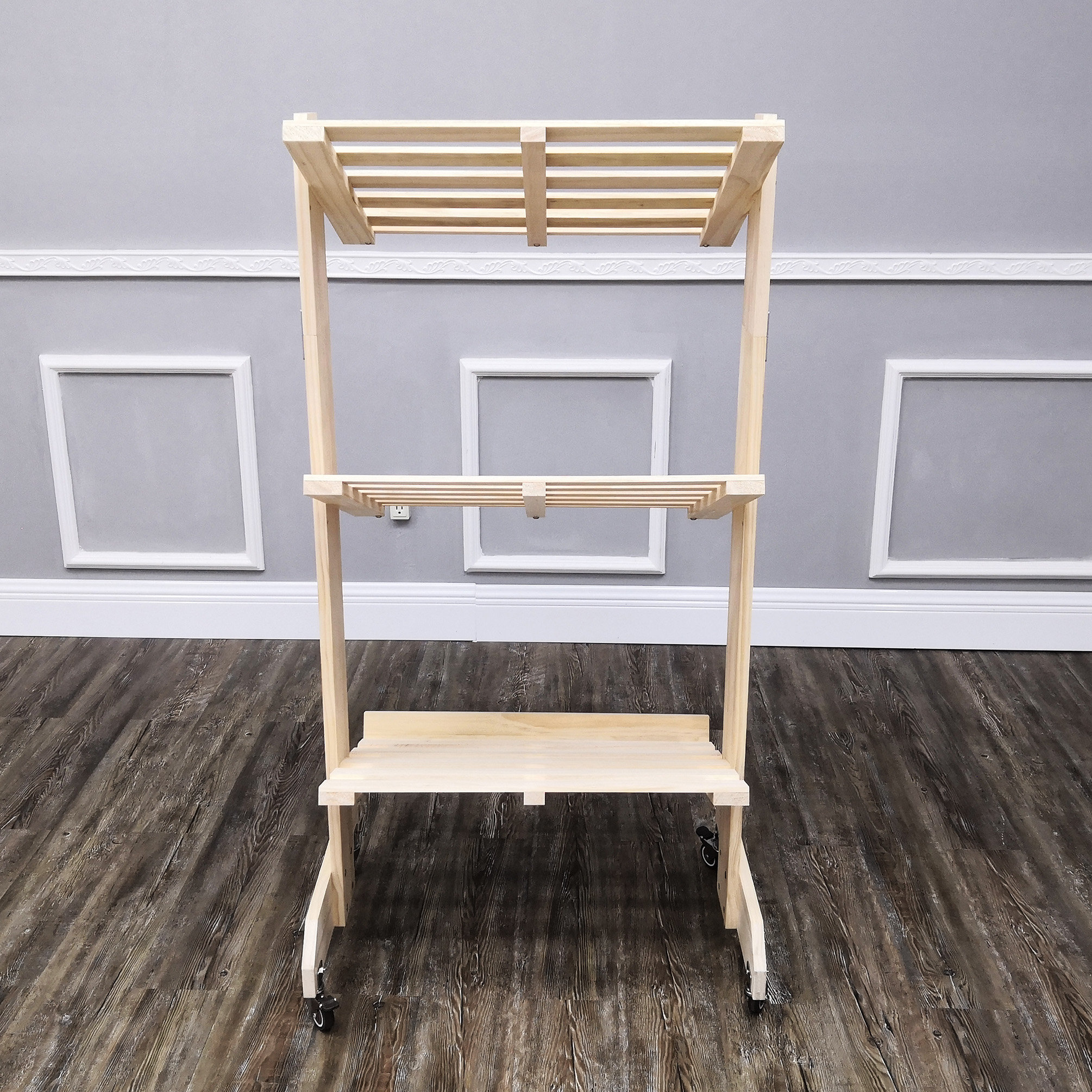 Rebrilliant Wood Bakery Rack Bread Shelf Stand Produce Grocery Wood ...