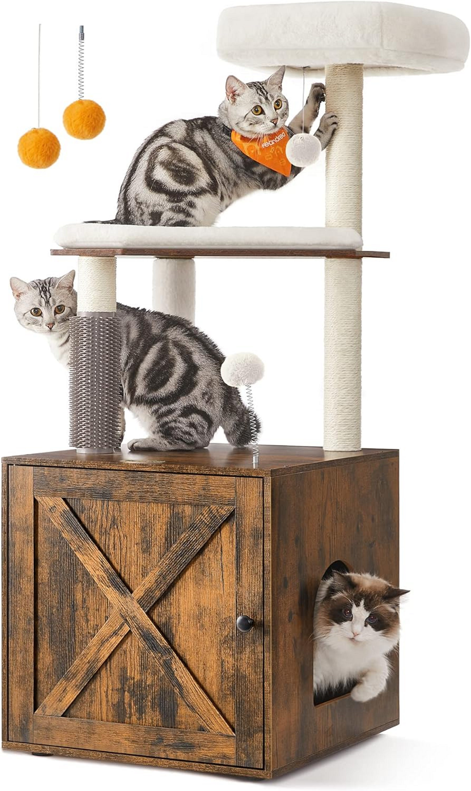 Tucker Murphy Pet™ Woodywonders Cat Tree With Litter Box Enclosure, 2 ...