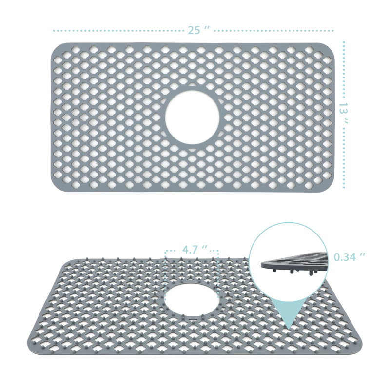 Lordear 25" x 13" Silicone Bottom Sink Grid Kitchen Sink Silicone Mat ...