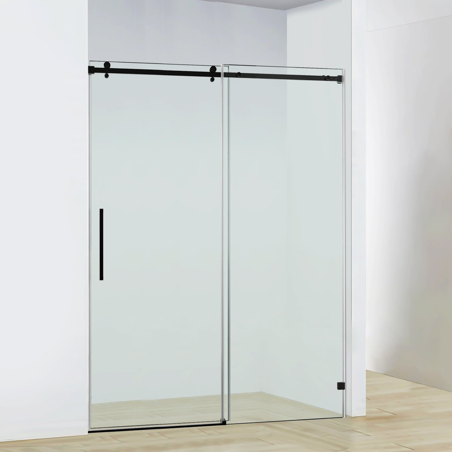 HHK HOME 72*76"Fixed & Sliding Shower Door, Square Tube Hardware, Clear ...