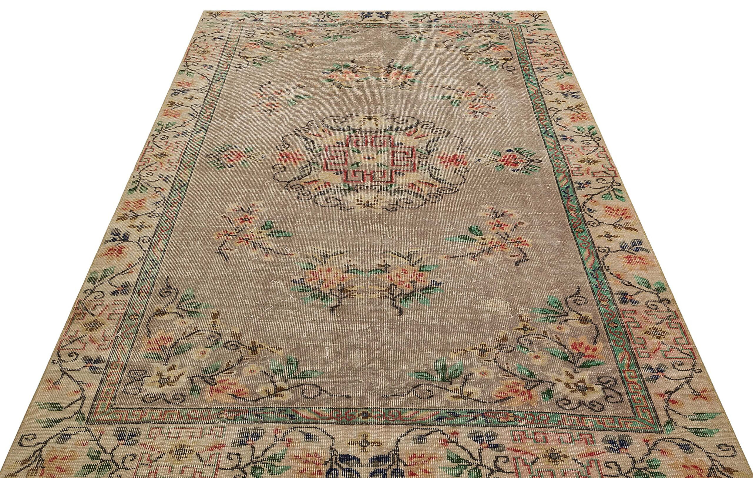 Lofy Vintage Beige Framed Wool And Cotton Handmade Area Rug Beige | Wayfair