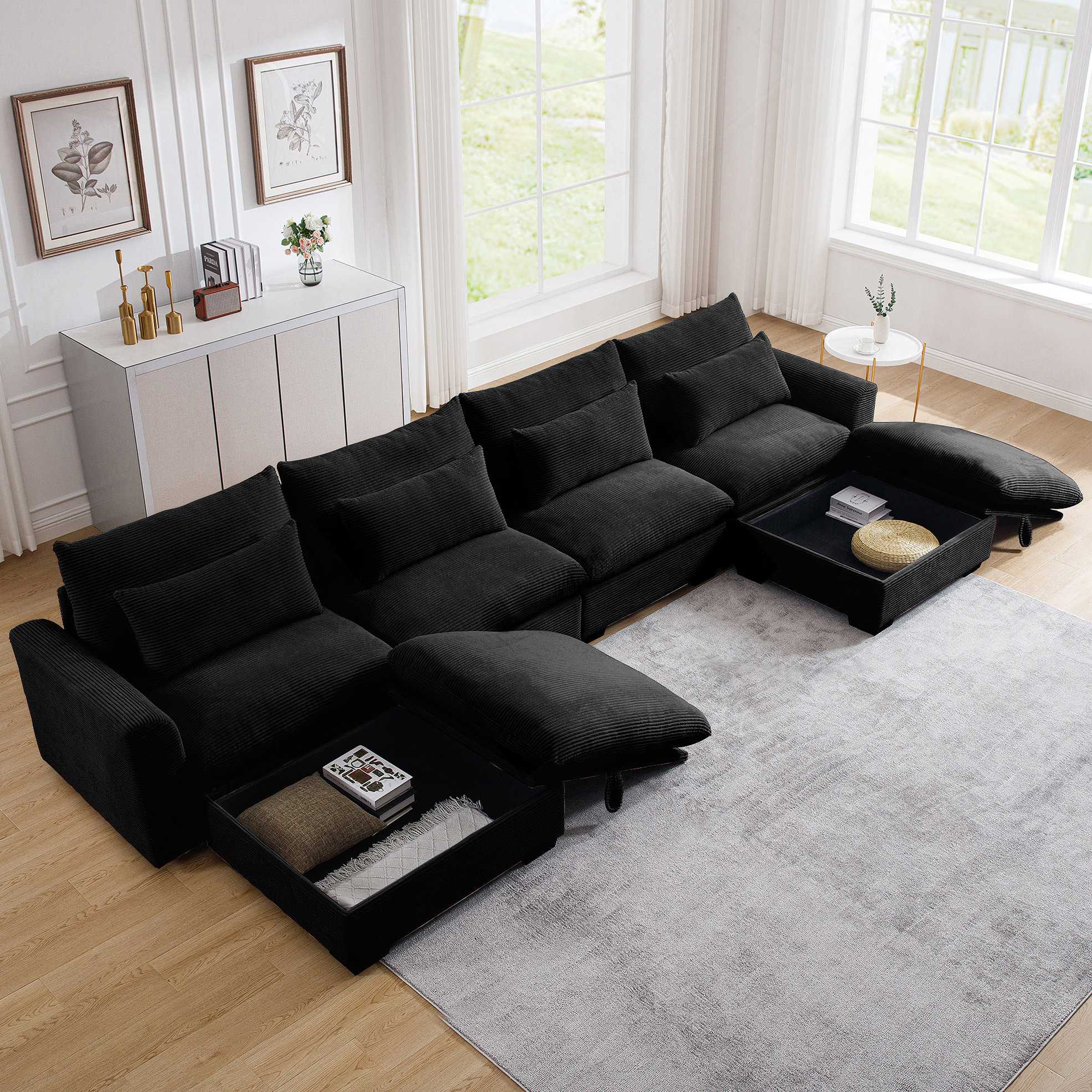 House On Tree Big Deep - Seat U - Shaped Corduroy Sectional Couches ...