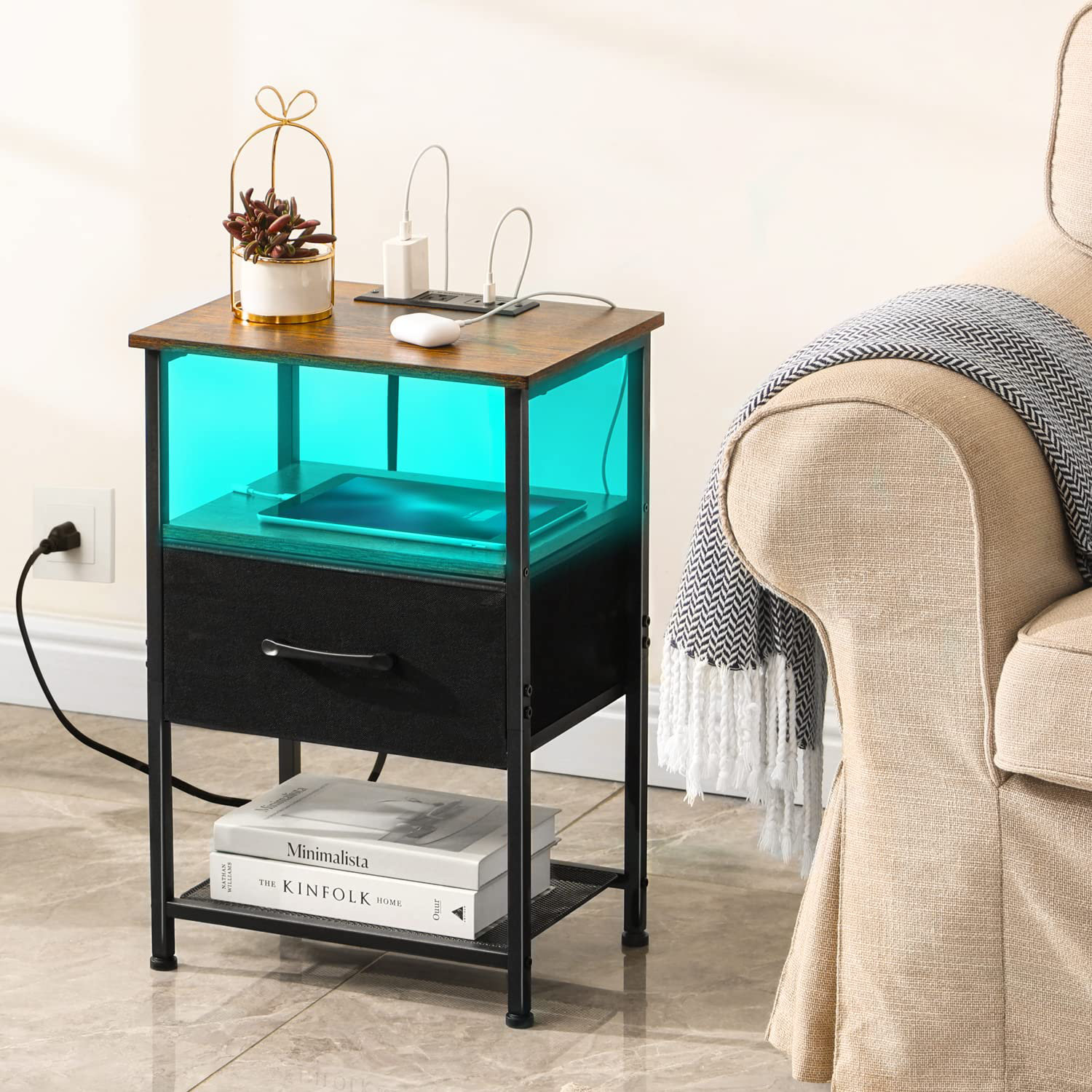 Loon Peak® Garnelle End Table Set and Built-In Outlets | Wayfair