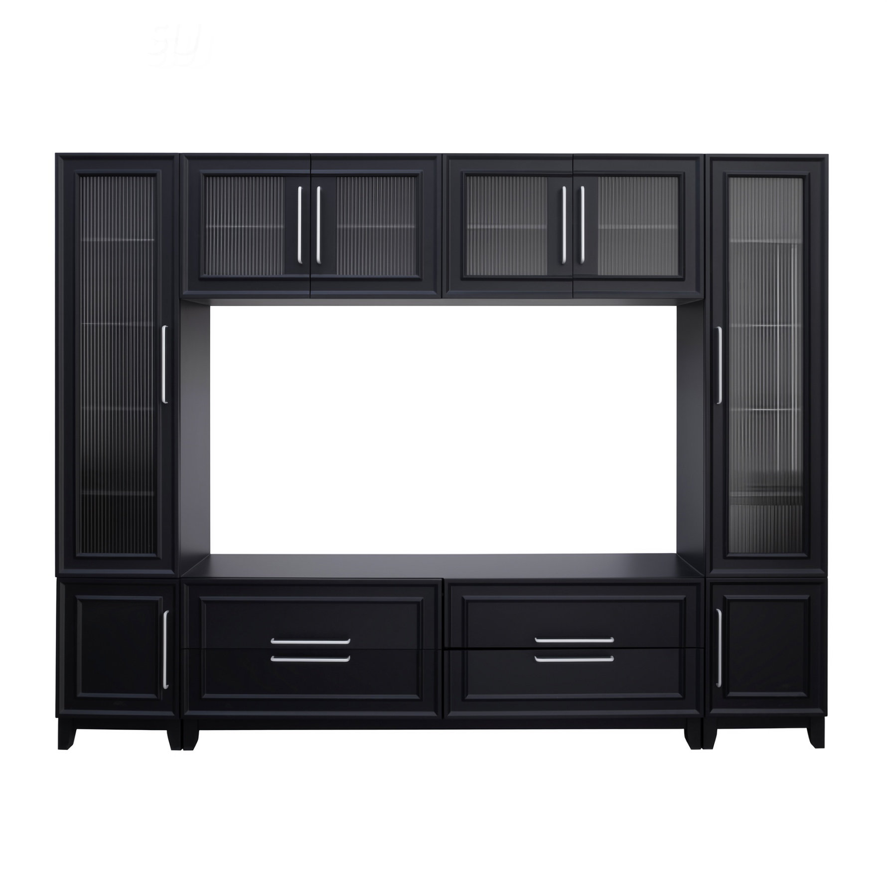 Red Barrel Studio® 102 Inch Wide Modern Entertainment Center With Glass ...