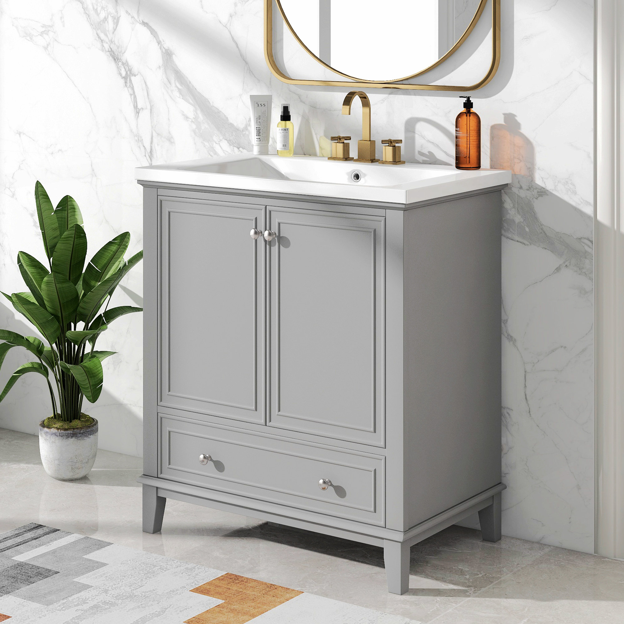 MaMa 30" Bathroom Vanity With Sink Combo,Bathroom Cabinet with Doors ...