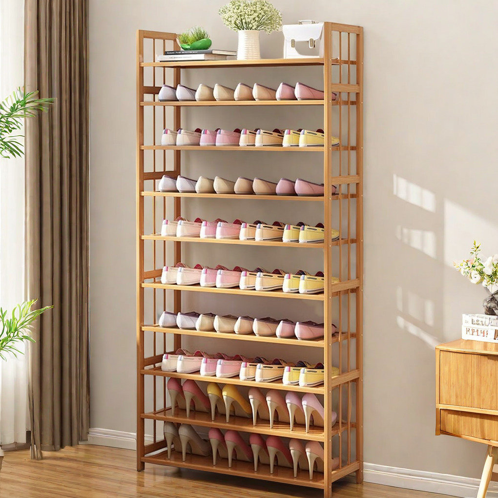 Rebrilliant 10 Tier 30 Pair Bamboo Rack Corner Shoe Rack - Wayfair Canada