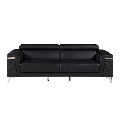 Orren Ellis Bastow 89'' Top Grain Genuine Leather Flared Arm Sofa | Wayfair