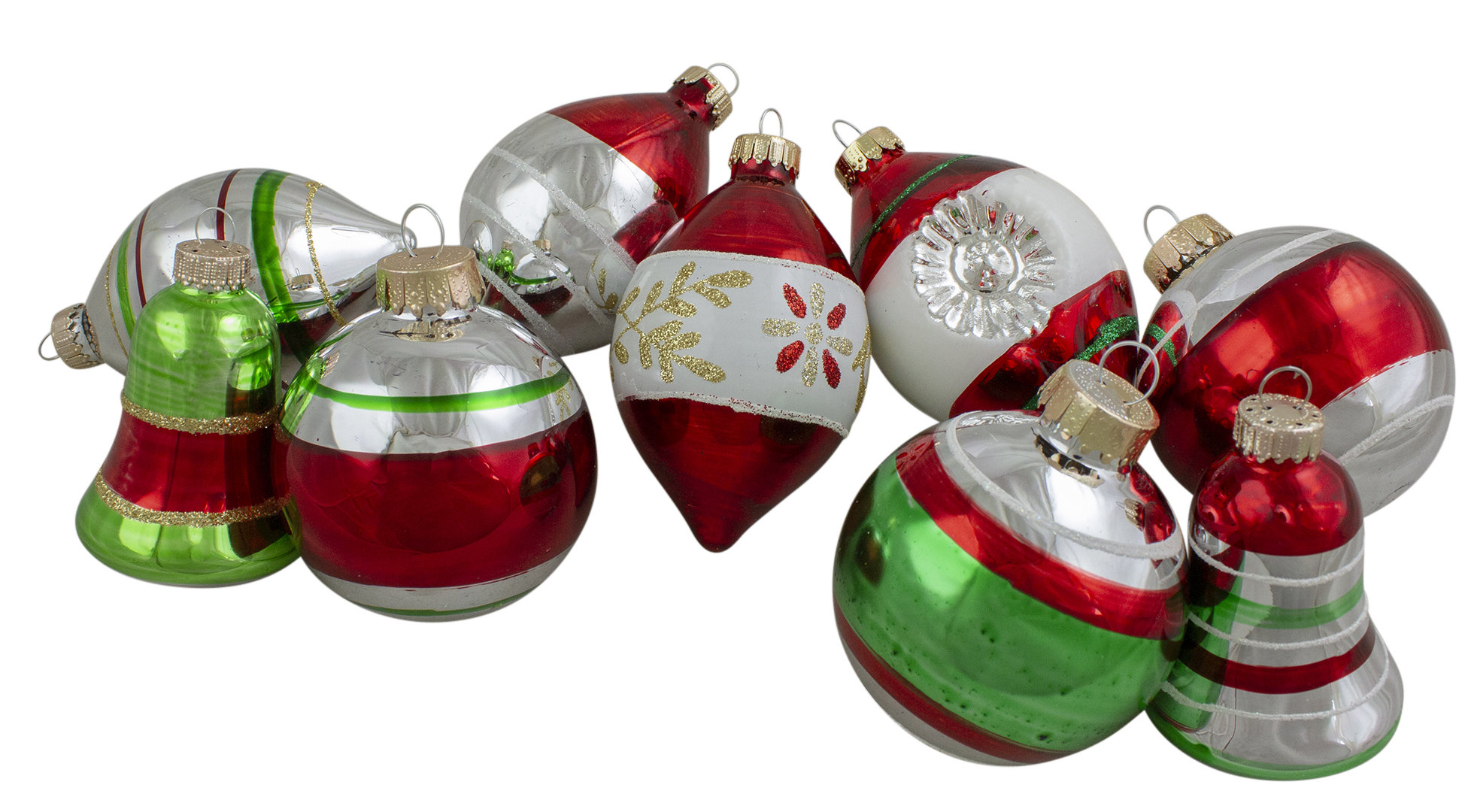 Northlight Seasonal 9ct Silver and Red Striped 2-Finish Glass Christmas ...