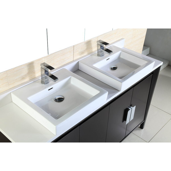 Orren Ellis Macmillan 60'' Free Standing Double Bathroom Vanity with ...